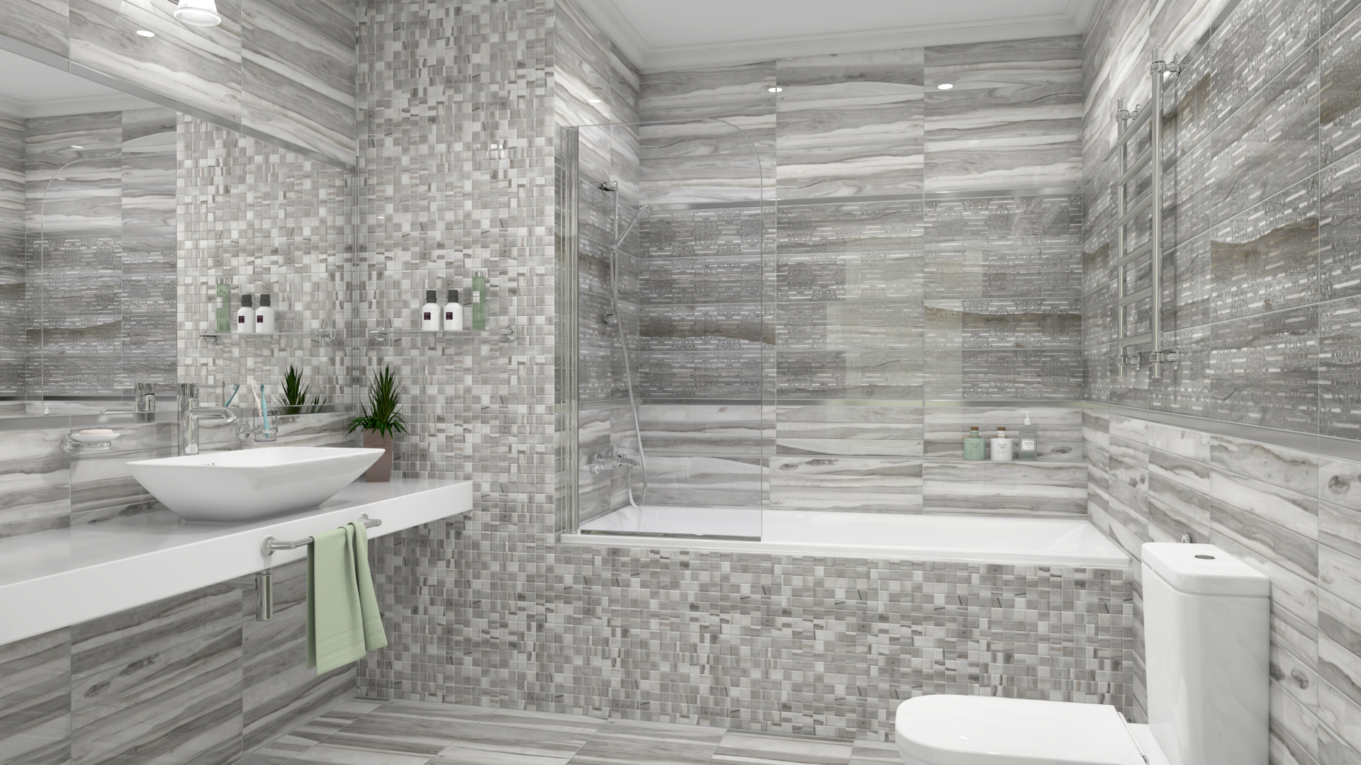 Дизайн-проект Grace плитка готовые решения для ванной комнаты цена, фото, купить на сайте Laparet